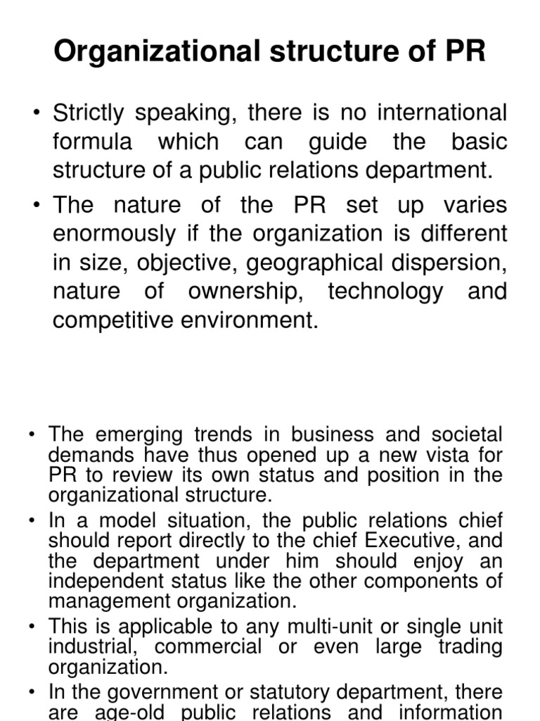 Structure of Public Relations Departments | PDF | Public Relations ...