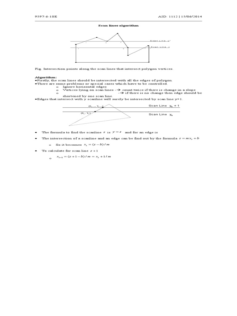 Scan Lines Algorithm for Polygon Intersections | PDF | Teaching Methods & Materials