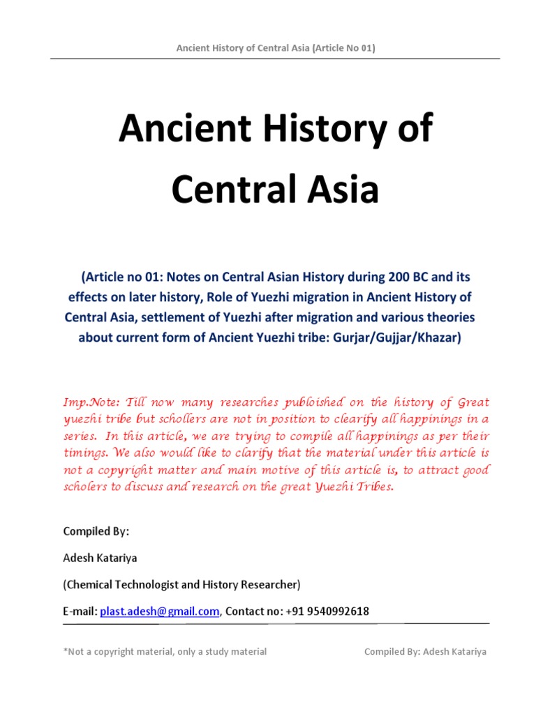 Yuezhi Migration and Central Asia History | PDF | Ancient India