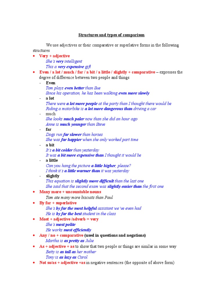 Structures and Types of Comparison | PDF | Language Arts & Discipline ...