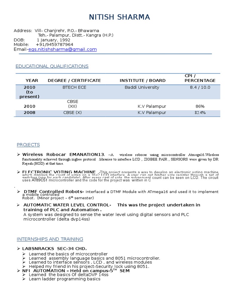 Nitish Sharma's Engineering Profile | PDF