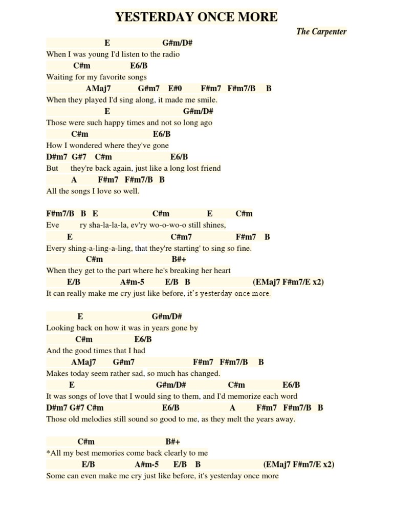 Yesterday Once More | PDF | Language Arts & Discipline | Art
