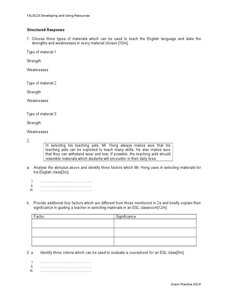 ESL Resource Selection and Evaluation Guide | PDF | Teachers | Test ...