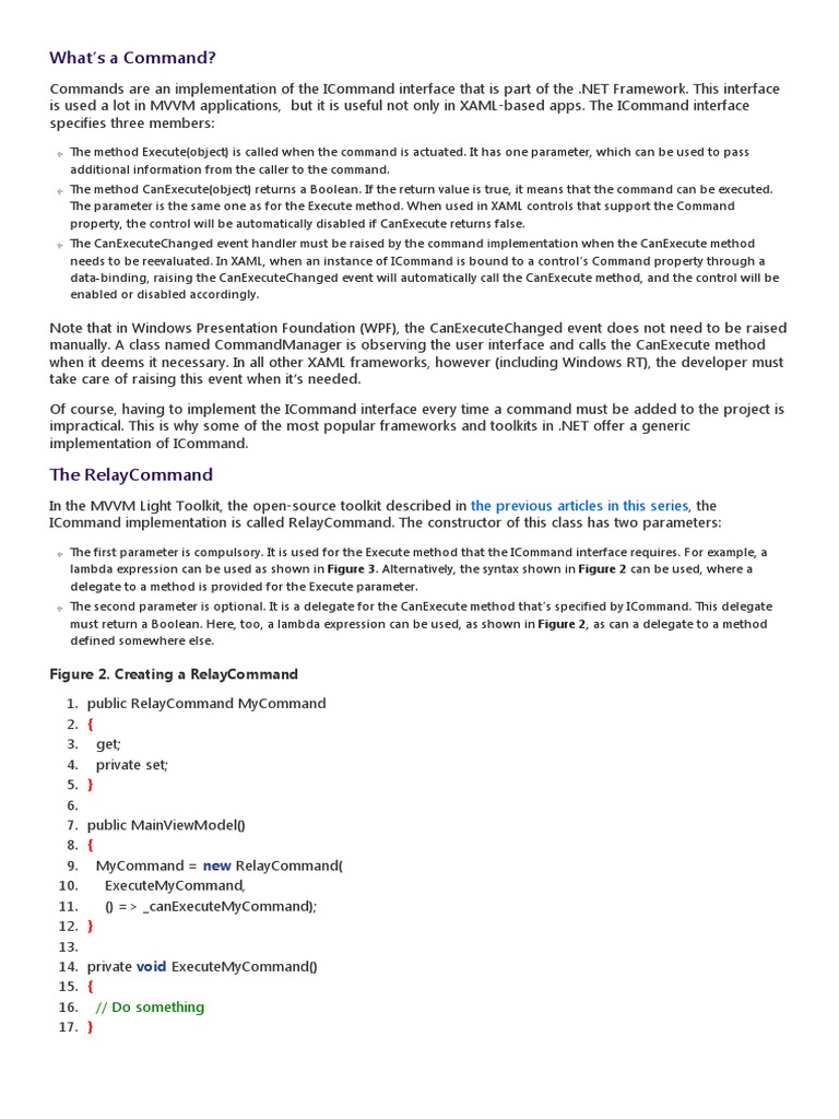 MVVM - Commands, RelayCommands and EventToCommand | PDF | Extensible Application Markup Language ...