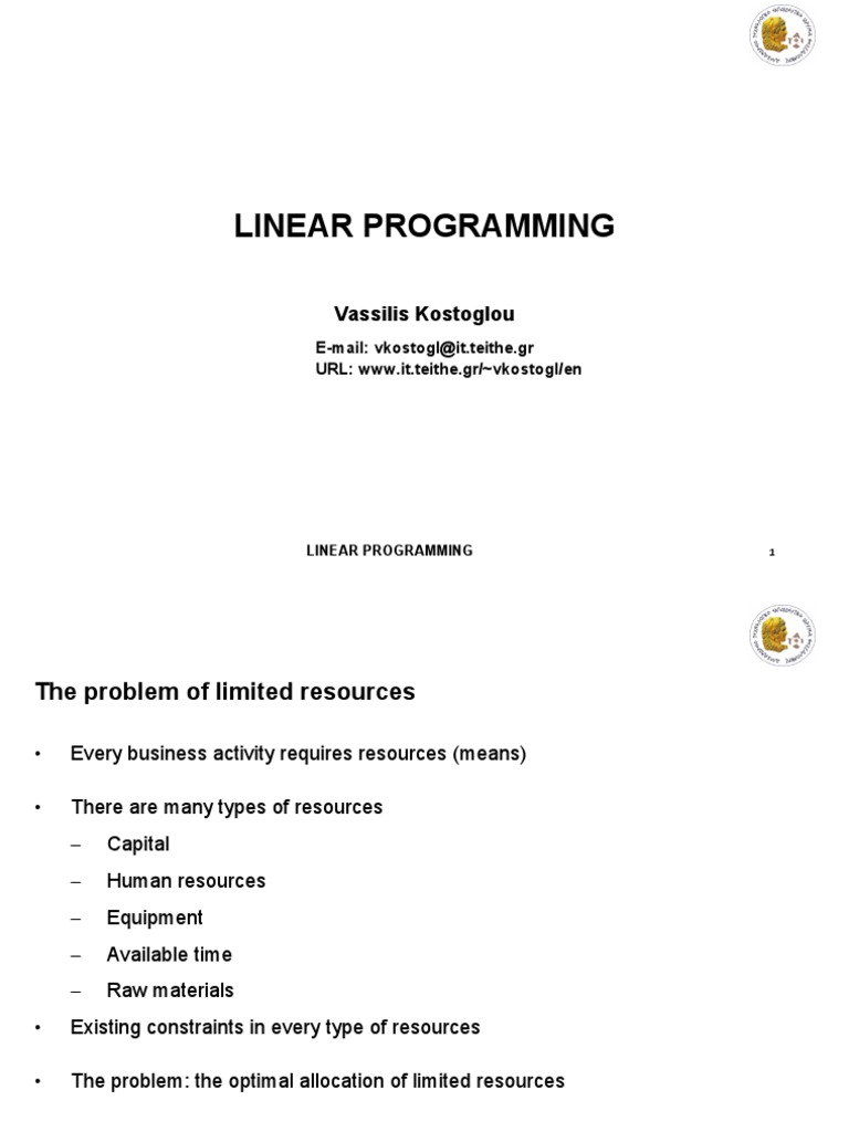 Linear Programming Theory | PDF | Linear Programming | Mathematical ... Linear Programming Theory | PDF | Linear Programming | Mathematical ...