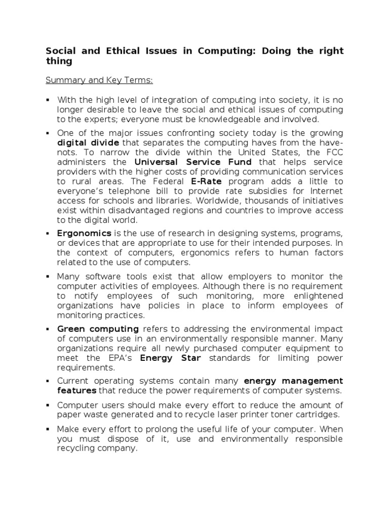 Social and Ethical Issues in Computing | PDF | Intellectual Property ...