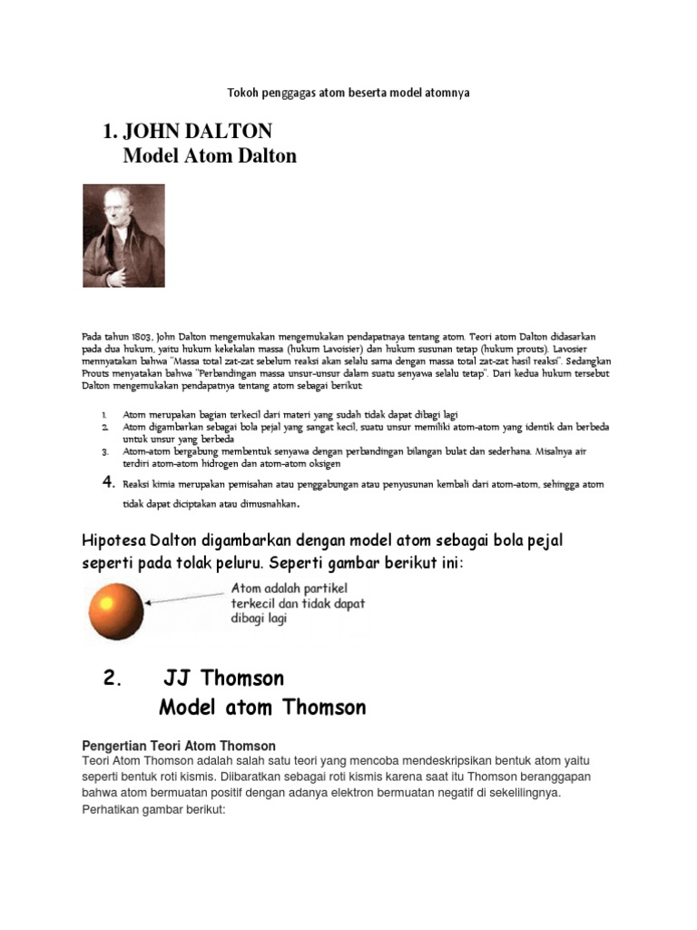 Tokoh Penggagas Atom Beserta Model Atomnya | PDF