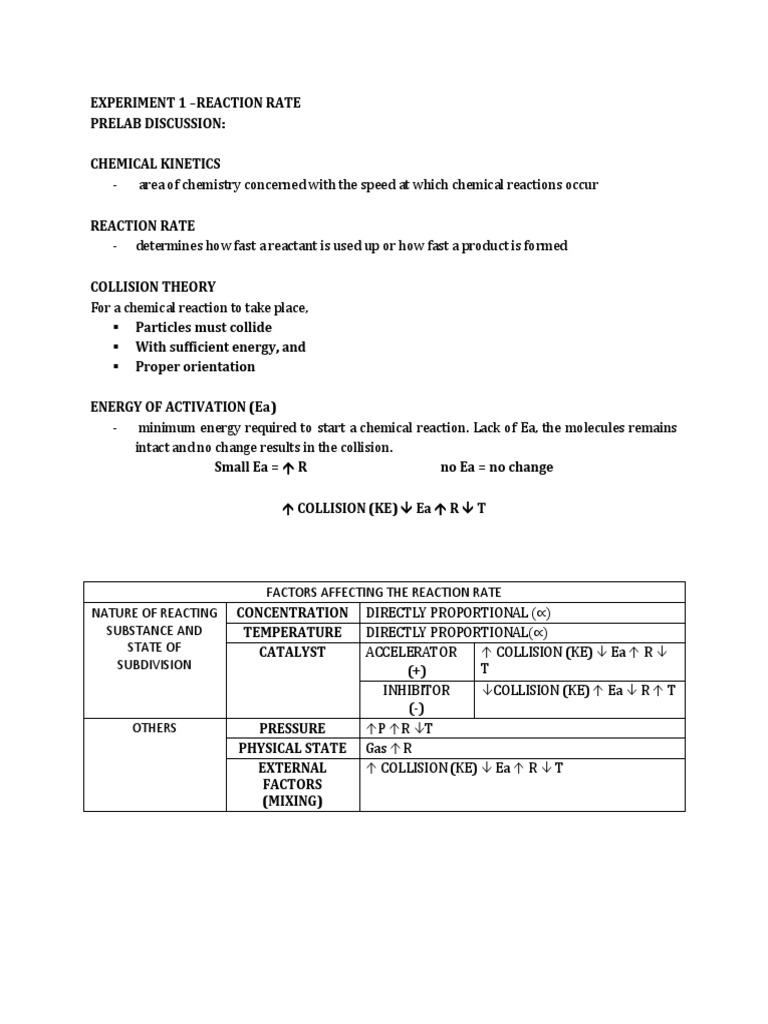 Experiment 1 | PDF | Reaction Rate | Chemical Reactions