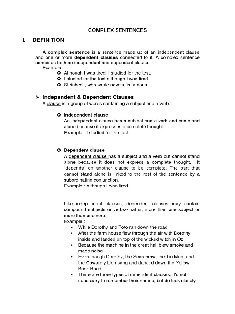 Complex Sentences | PDF | Clause | Dorothy Gale