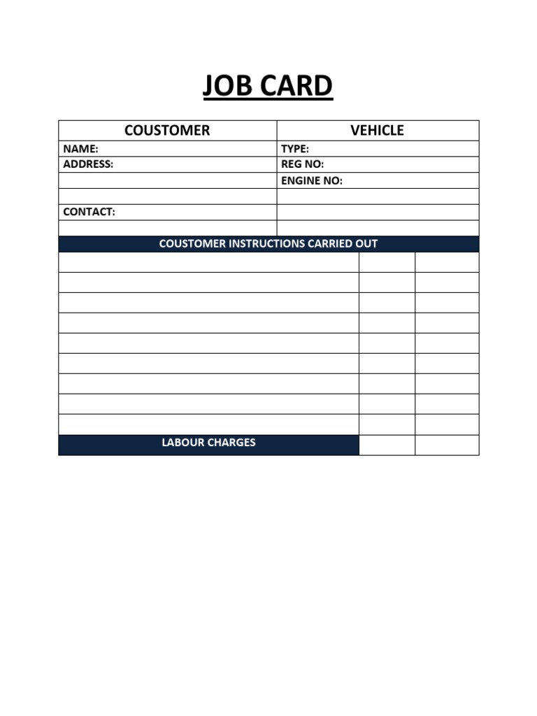 Job Card | PDF | Computer Hardware | Computer Architecture