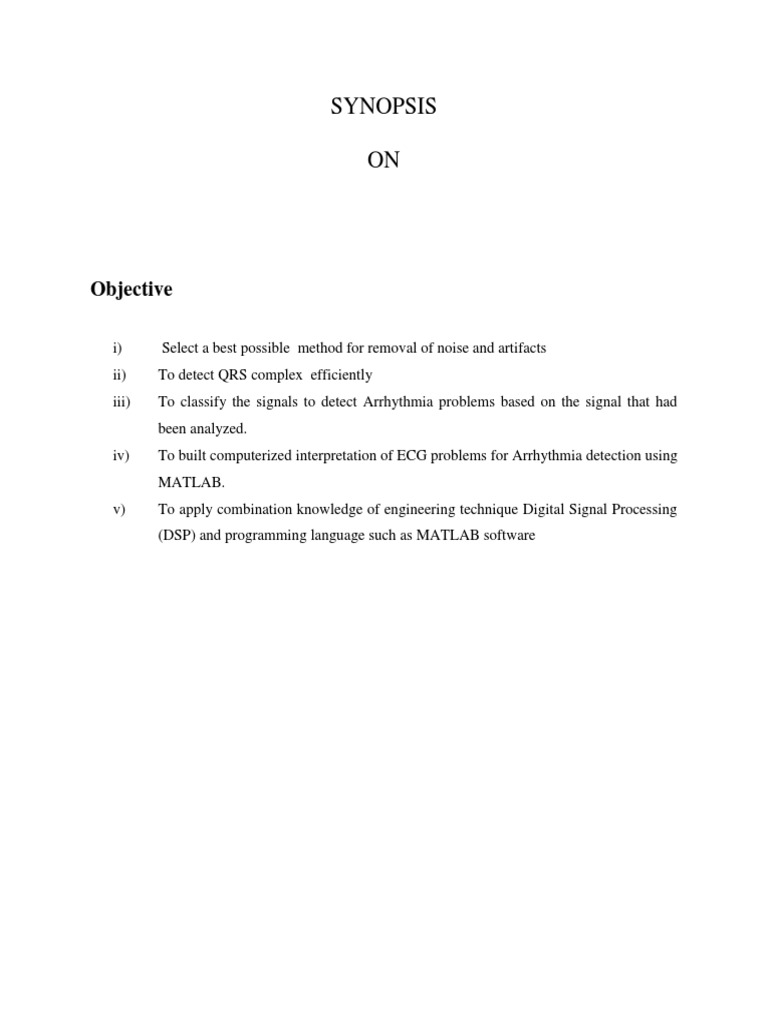 Synopsis ON: Objective | PDF