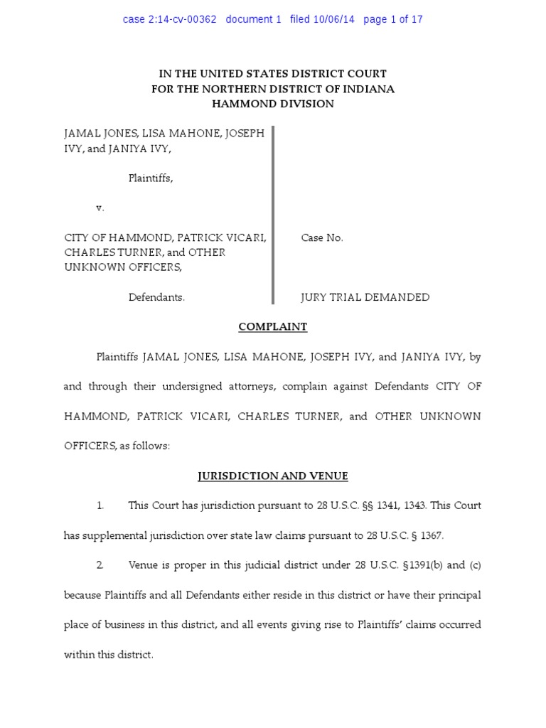 Police Misconduct Case in Hammond, IN | PDF | Damages | Attorney's Fee