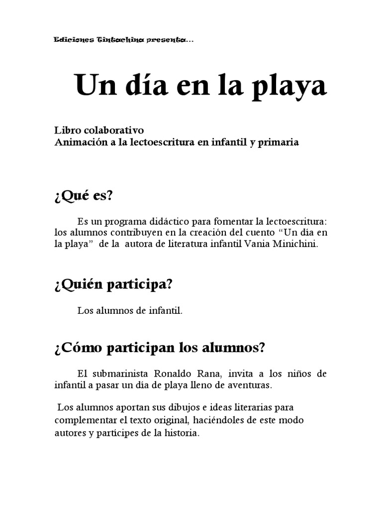 Explicacin Libros Colaborativos - Un Da en La Playa | PDF | Literatura ...