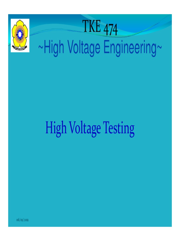 Lecture HV Testing | PDF | Insulator (Electricity) | High Voltage