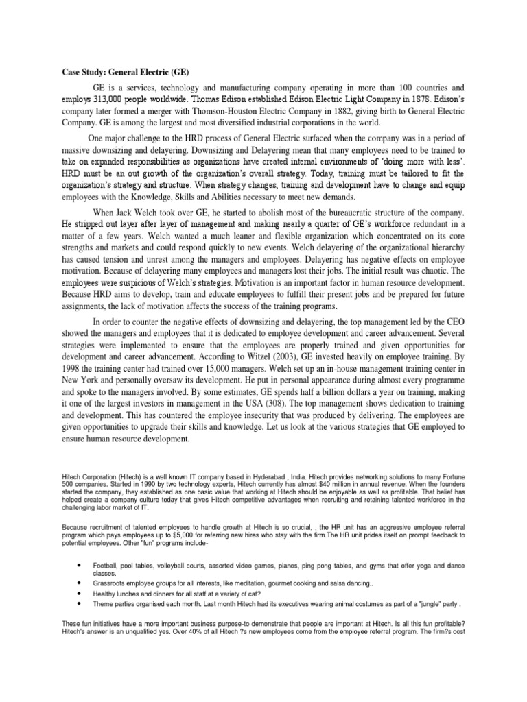 HR Case Study | PDF | General Electric | Employment