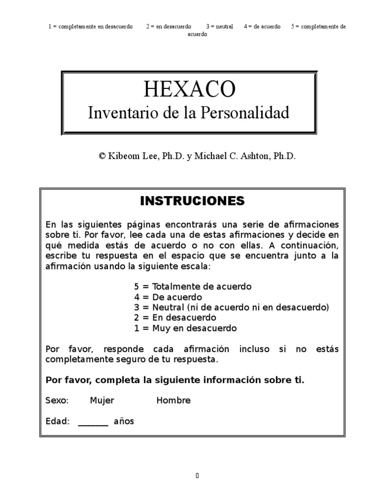 Spanish (Spain) HEXACO-PI-R Self 60 (Revised) | PDF