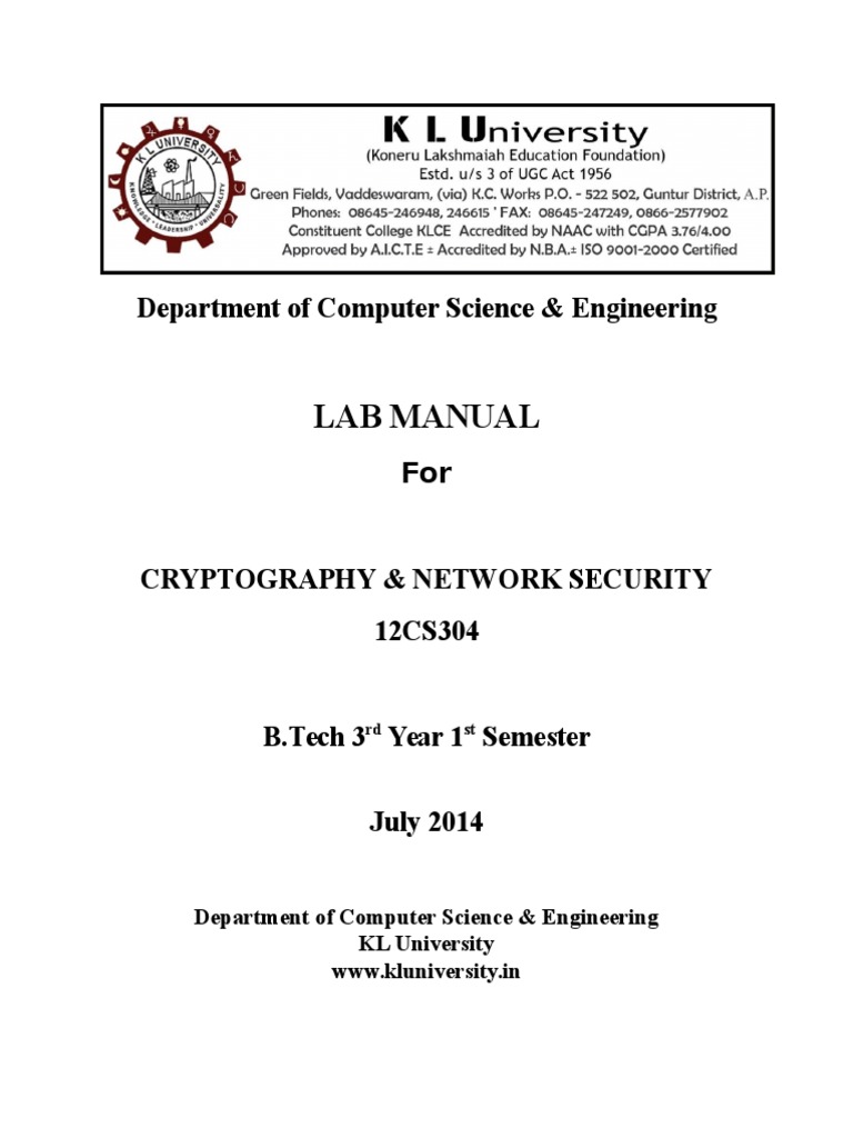 Cns Lab Manual | PDF | Cryptography | Key (Cryptography) Cns Lab Manual | PDF | Cryptography | Key (Cryptography)