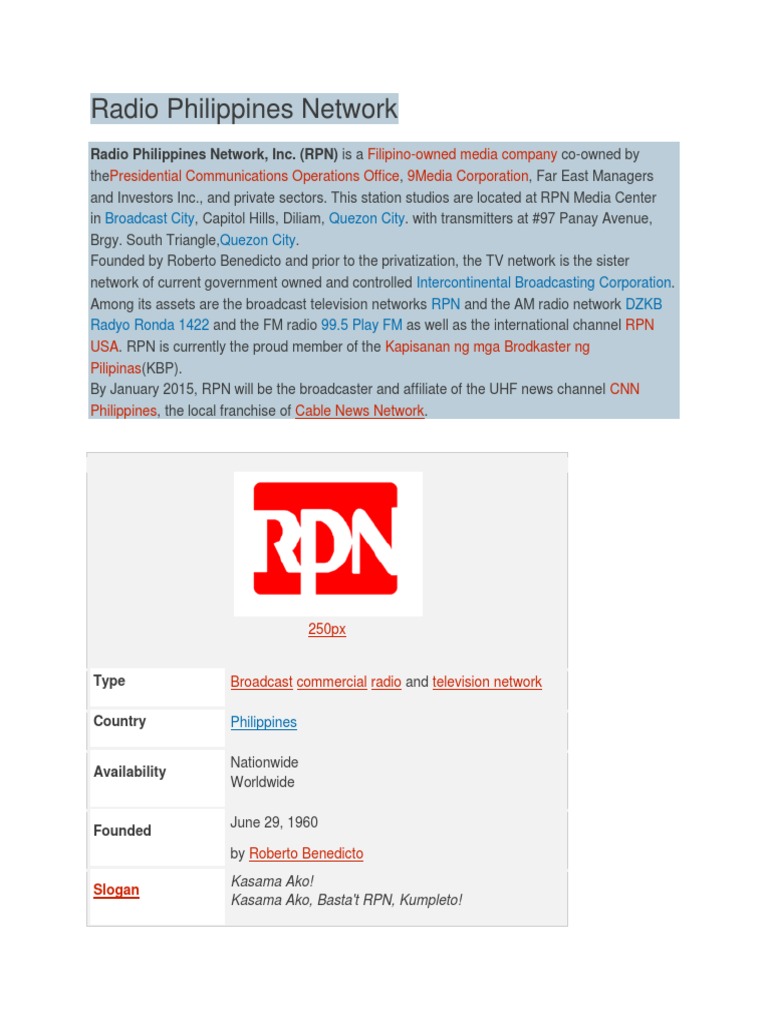 Radio Philippines Network Articles | Download Free PDF | Media Formats ...