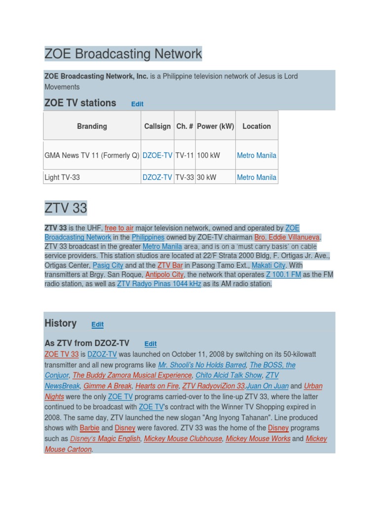 ZOE Broadcasting Network Articles | PDF | Broadcasting | Mass Media