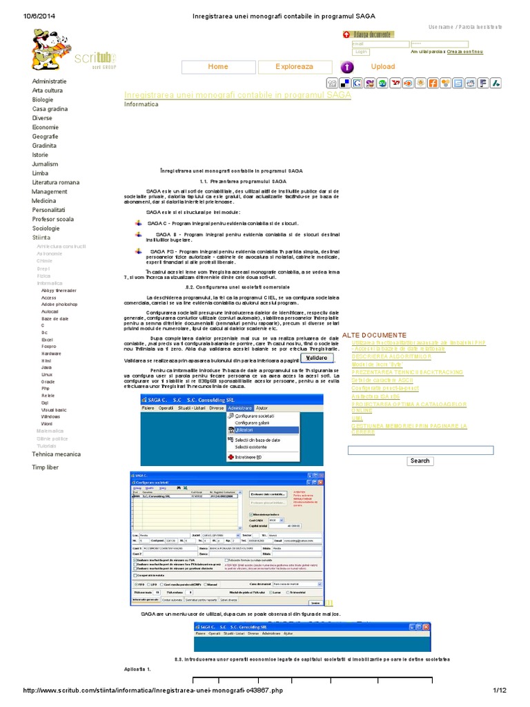 Inregistrarea Unei Monografi Contabile in Programul SAGA