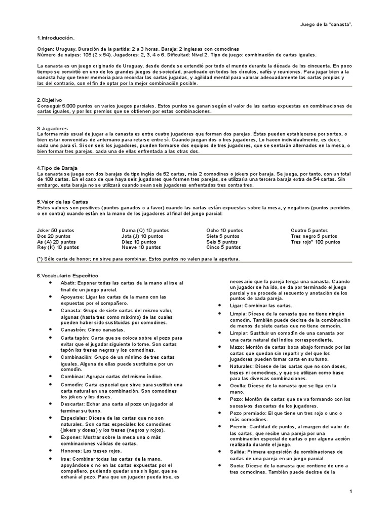 Manual de Canasta | PDF | Juegos de cartas tipo derramamiento | Juegos ...