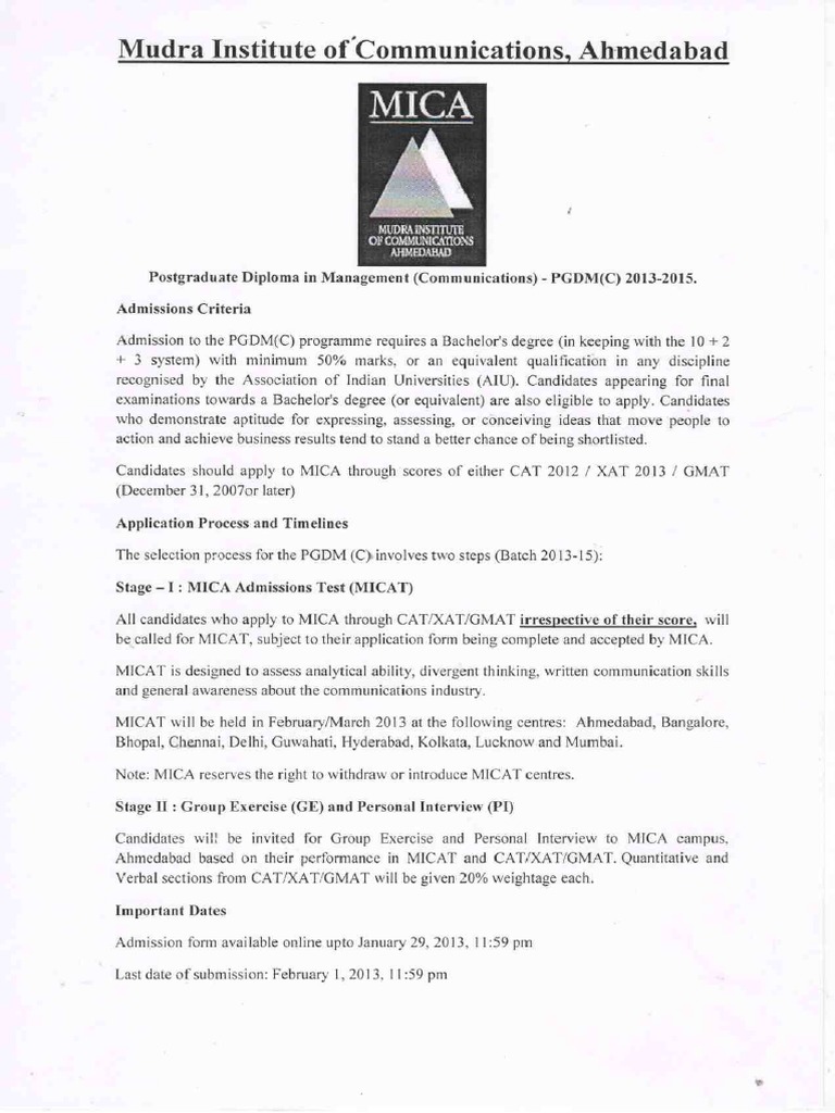 MICAT 2013 Sample Paper | PDF