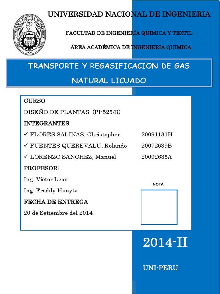 Transporte y Regasificacion de Gas Natural Licuado | PDF | Gas natural ...