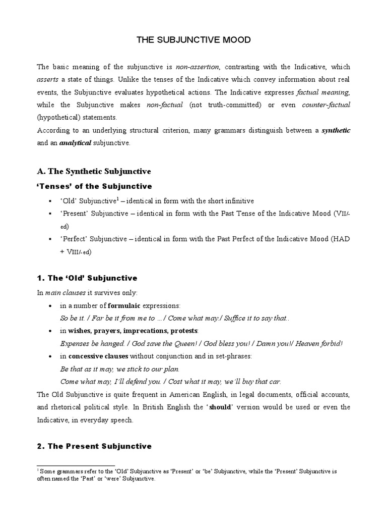 The Subjunctive Mood | PDF | Semantic Units | Philology