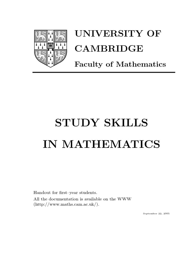 Study Skills in Mathematics: University of Cambridge | PDF ...