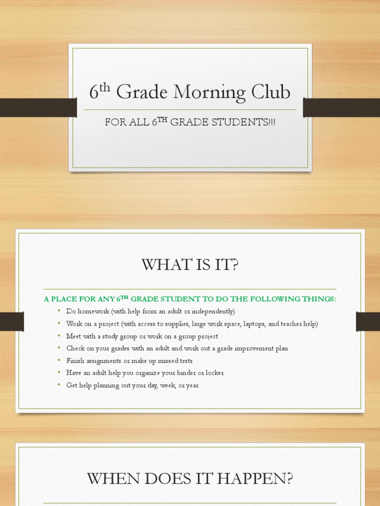 6th Grade Morning Club Details | PDF | Self-Improvement