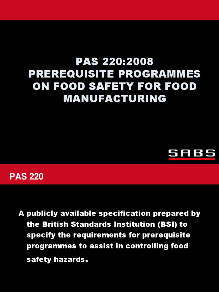 SABS Presentation PAS 220 | PDF | Audit | Hygiene