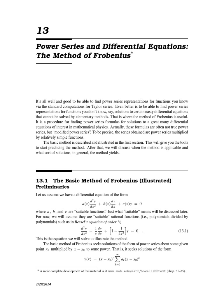 The Method of Frobenius PDF | PDF