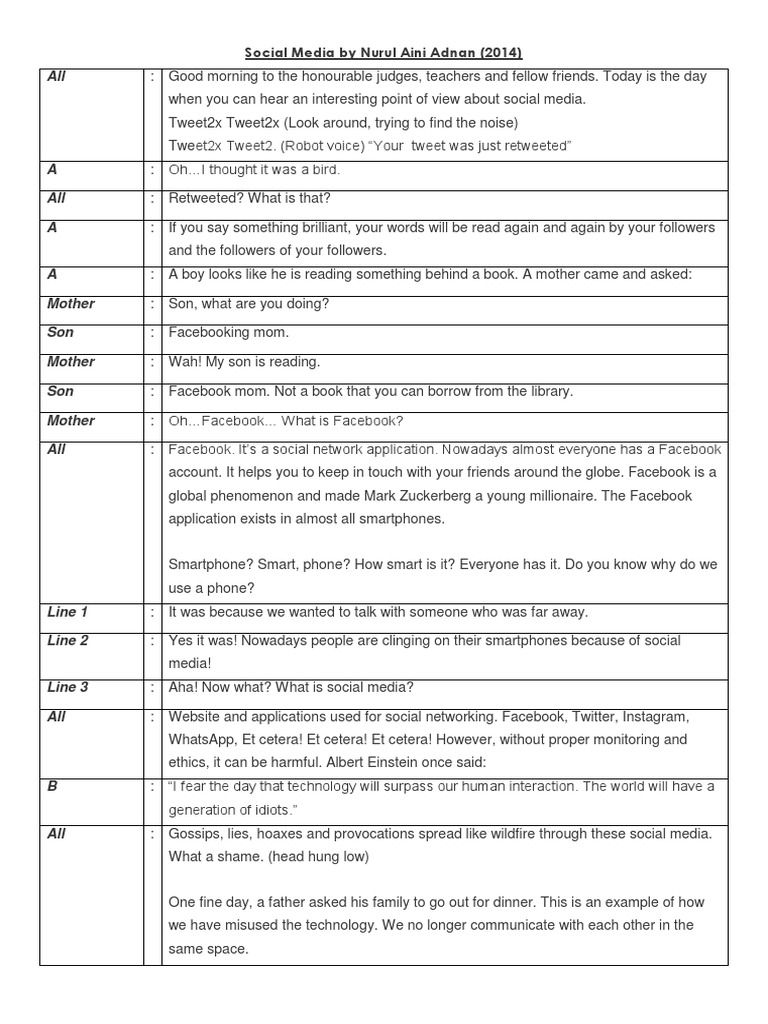 Choral Speaking - Social Media by Nurul Aini Adnan | Facebook | Digital ...