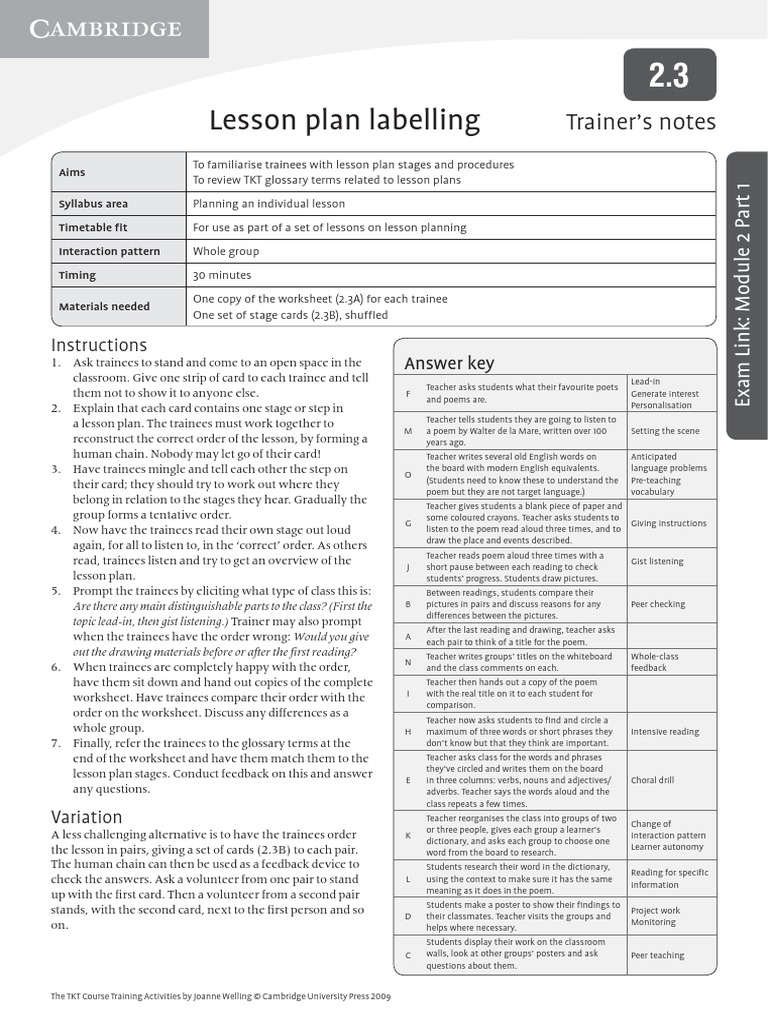 Lesson Plan Labelling PDF | PDF | Adverb | Adjective
