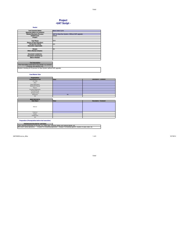 Sap Sd Uat Script | Business Process | Invoice