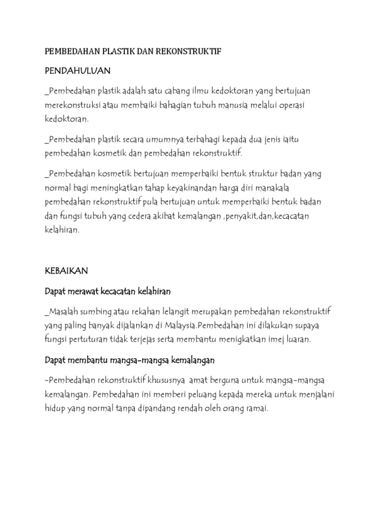 Pembedahan Plastik Dan Rekonstrukti1 | PDF