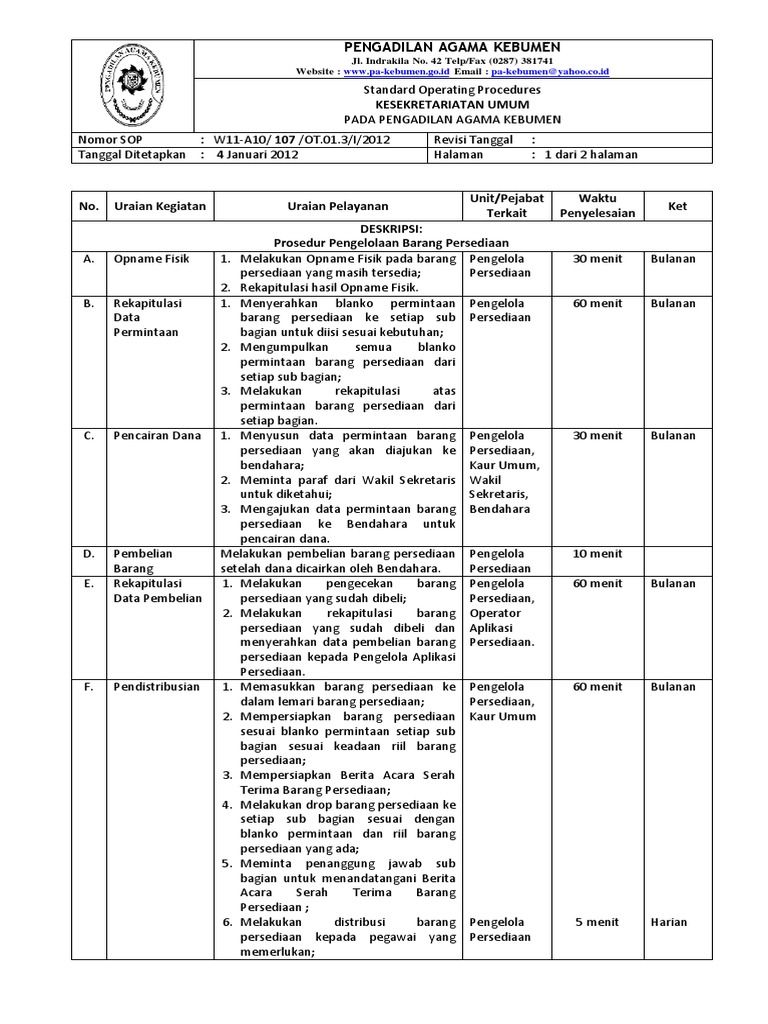 07 - SOP Pengelolaan Barang Persediaan PDF | PDF