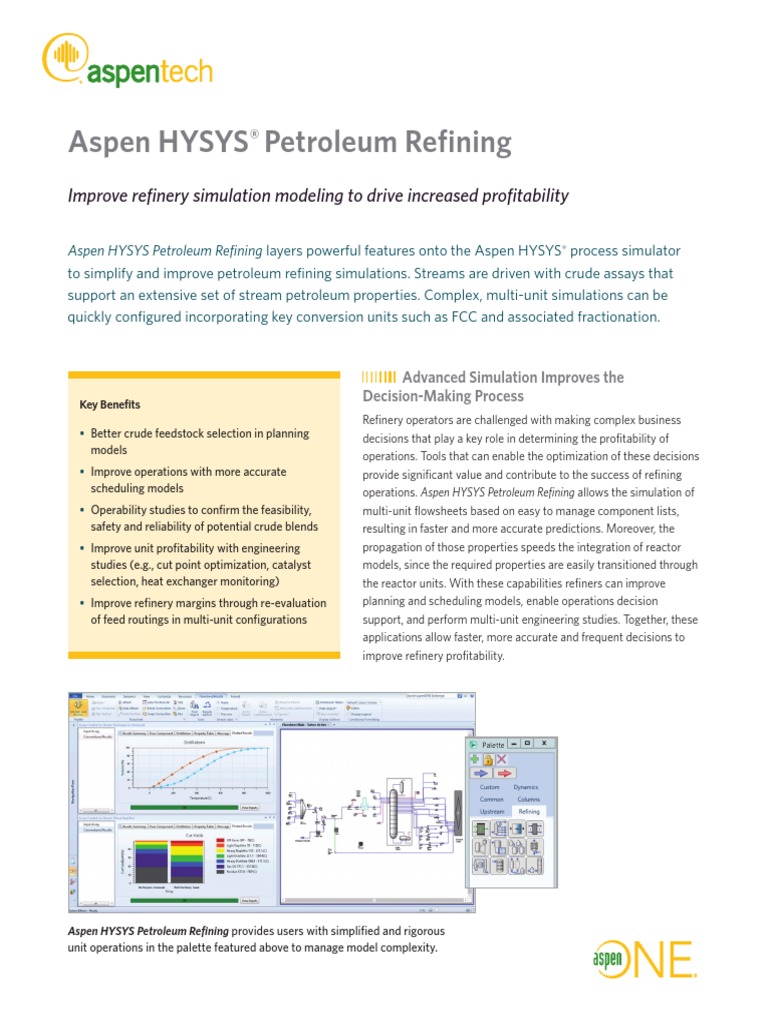 Aspen HYSYS Petroleum Refining Datasheet | PDF | Oil Refinery | Petroleum