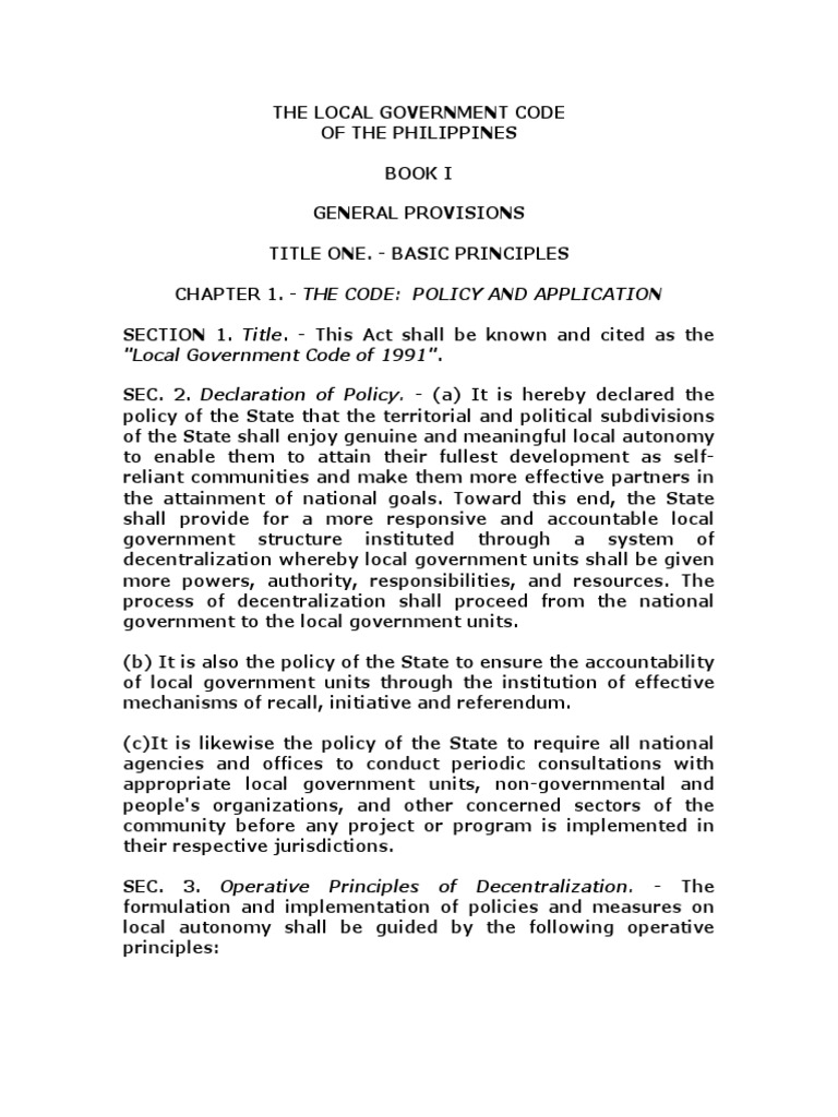 Local Government Code of 1991 Overview | PDF | Eminent Domain | Local ...