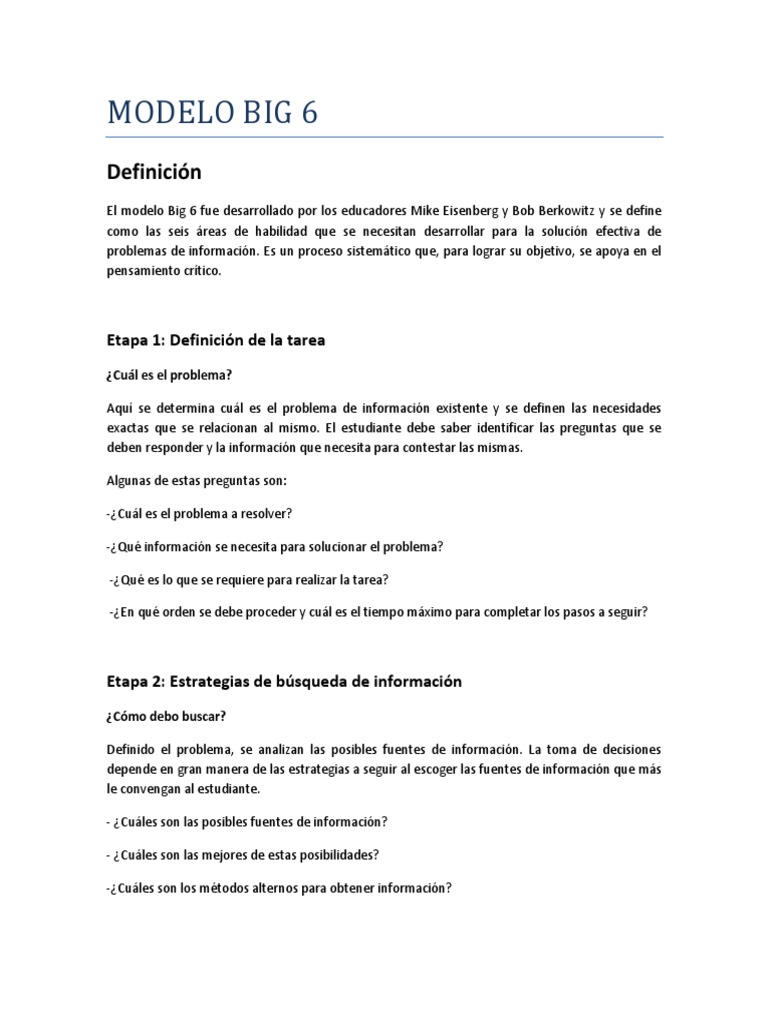 Modelo Big 6 Upload | PDF | Toma de decisiones | Información