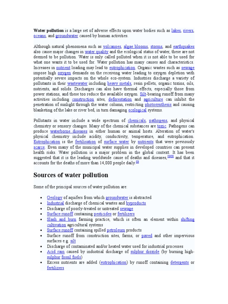 Water Pollution Word File | PDF | Water Pollution | Eutrophication