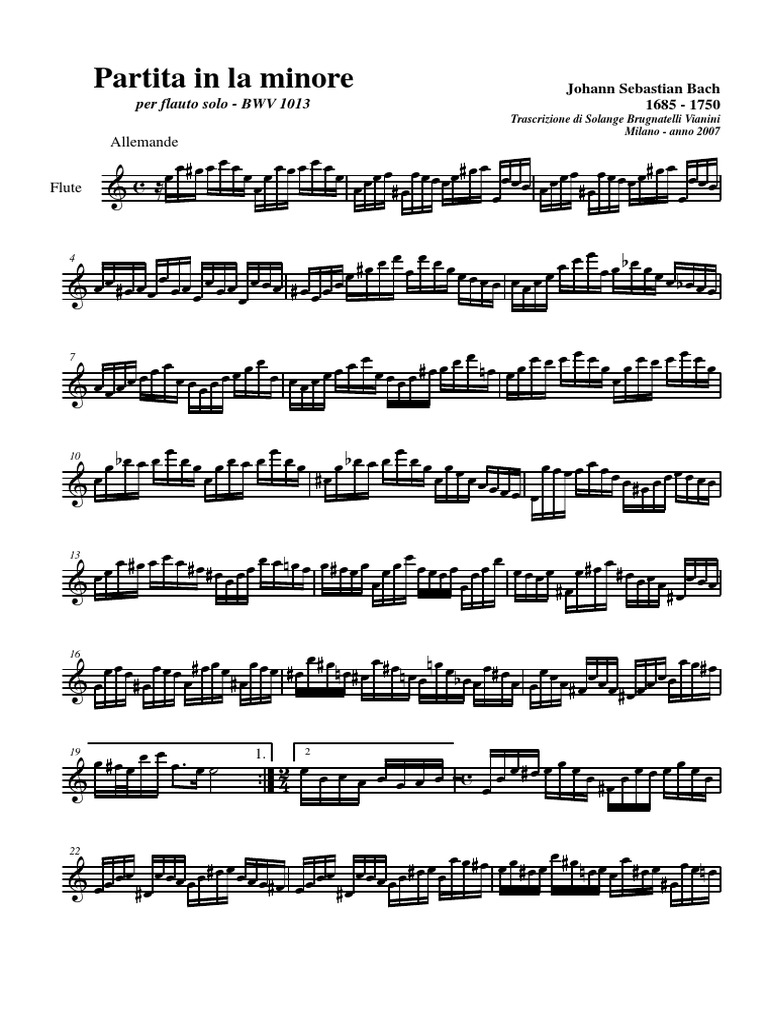 partitura para flauta traversa | Jean-Sébastien Bach | Prueba gratuita ...