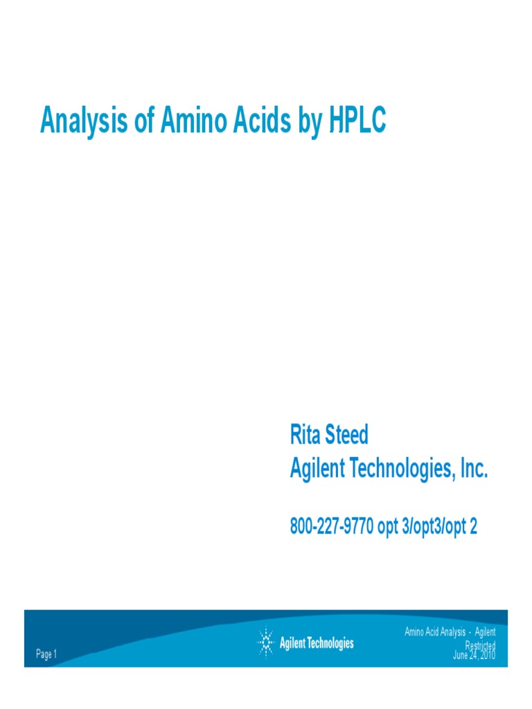 Analysis of Amino Acid by HPLC | Alanine | High Performance Liquid ...