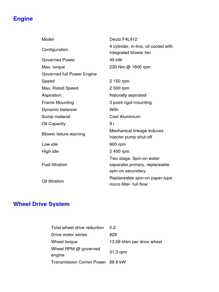 Technical Data For Bell Logger | PDF | Transmission (Mechanics) | Engines