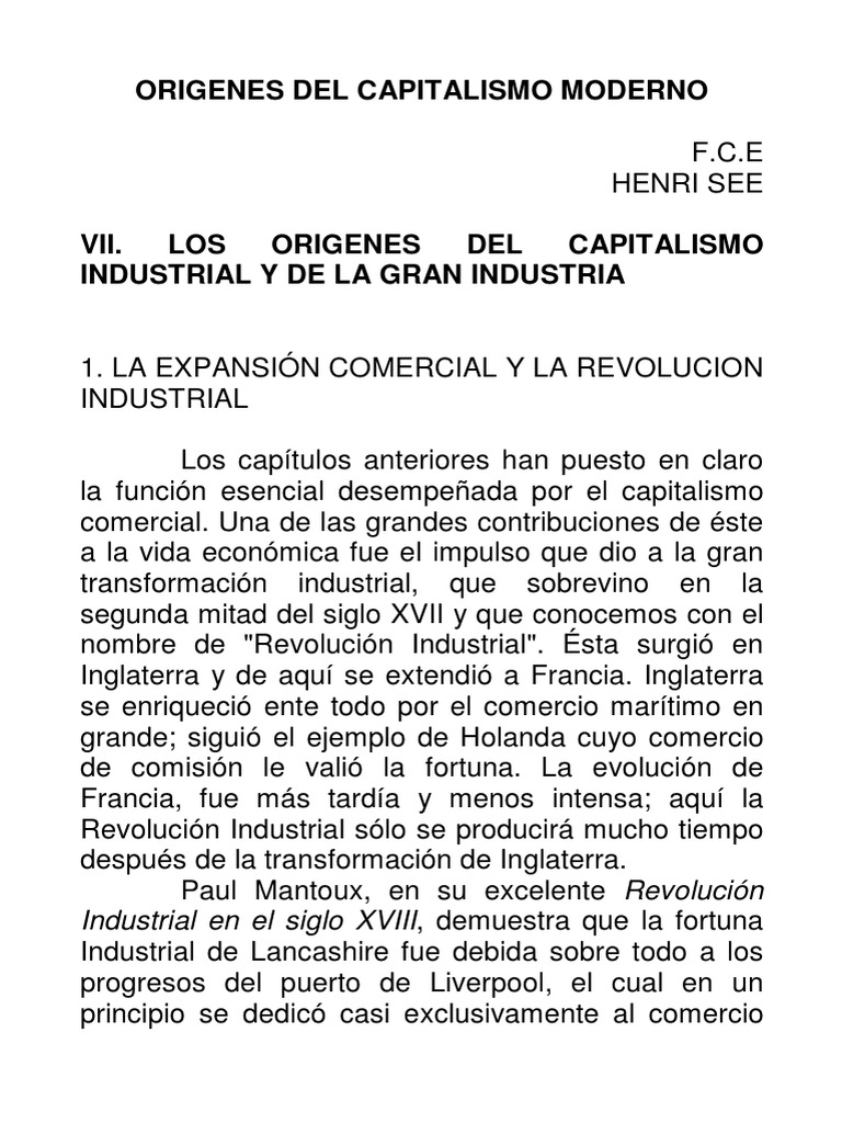 ORIGENES DEL CAPITALISMO MODERNO B6.pdf | Industrias | Industria textil