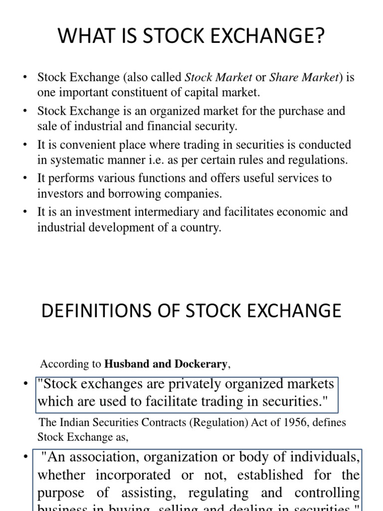 What Is Stock Exchange | PDF | Stocks | Securities (Finance)