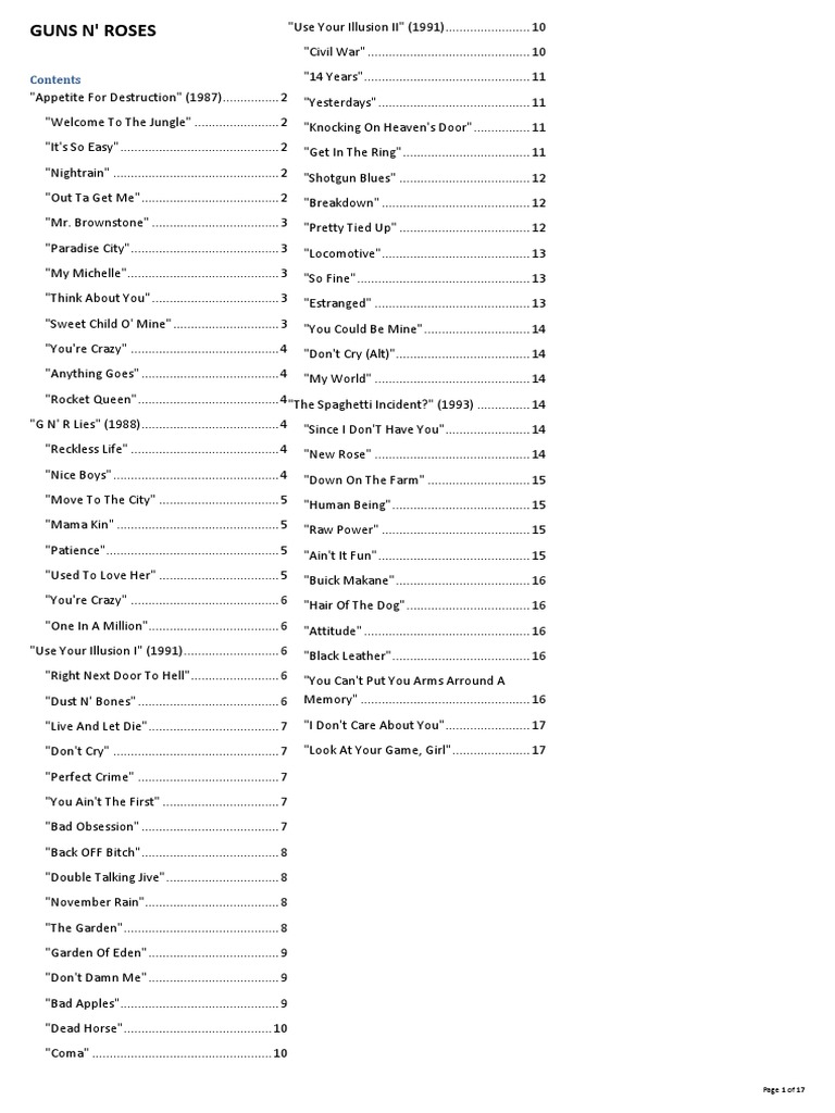 Guns N Roses | PDF | Leisure