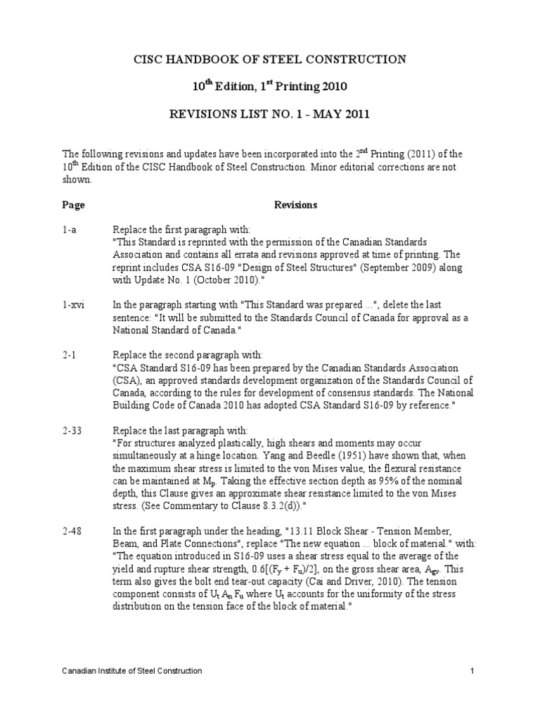 CISC HandbookRev10 2 PDF | PDF | Structural Steel | Bending