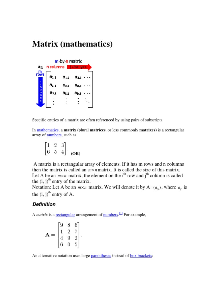 Matrix (Mathematics) | Download Free PDF | Matrix (Mathematics ...