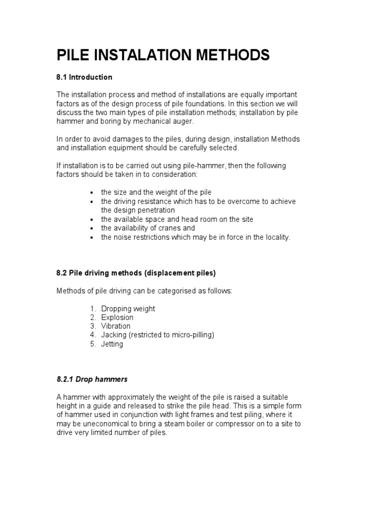 Pile Instalation Methods 2 | PDF | Deep Foundation | Structural Load